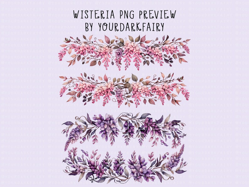 Wisteria Flowers Clipart PNG Bundle - 10 Large 4k Decorative ...