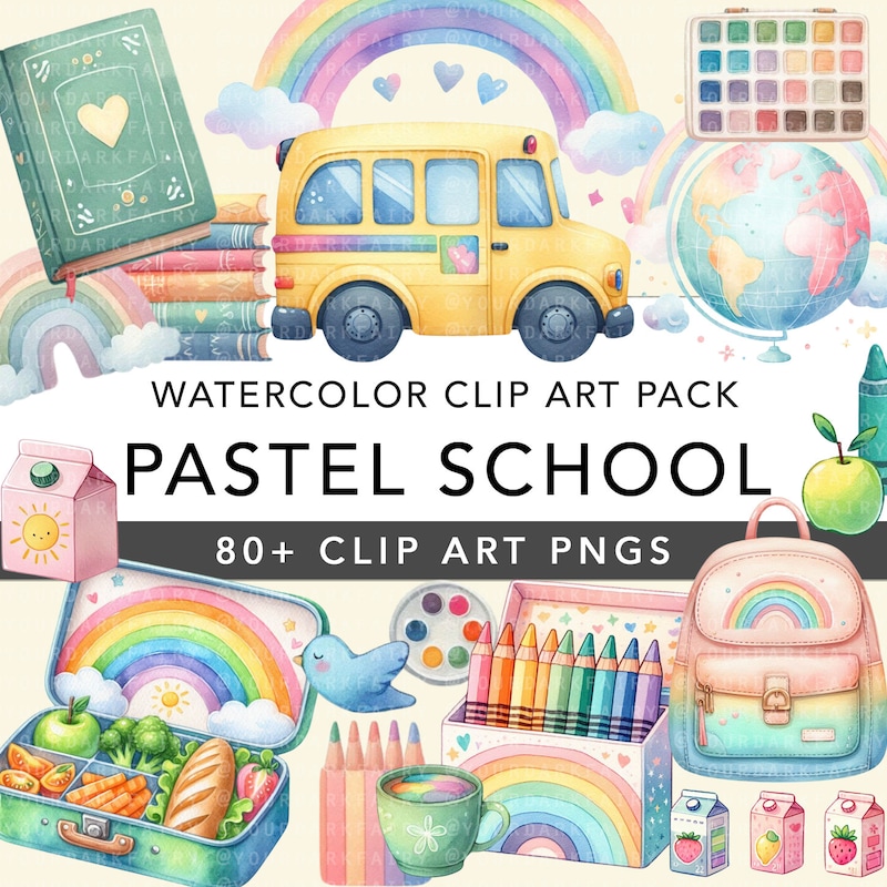 Pastel Clipart Backpack - Etsy