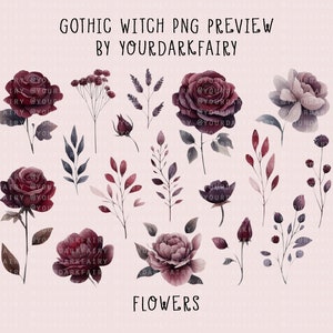 Gothic Garden Watercolor Clipart Pngs - 85+ Gardencore Image Pack, Arch ...