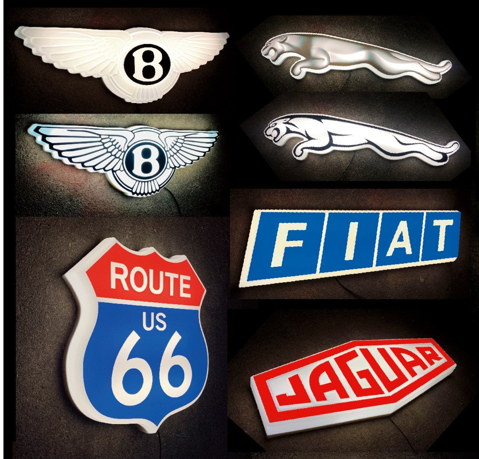 Shaped Car / Bike Led Illuminated Wall Signs Garage / Games Room / Pub ...