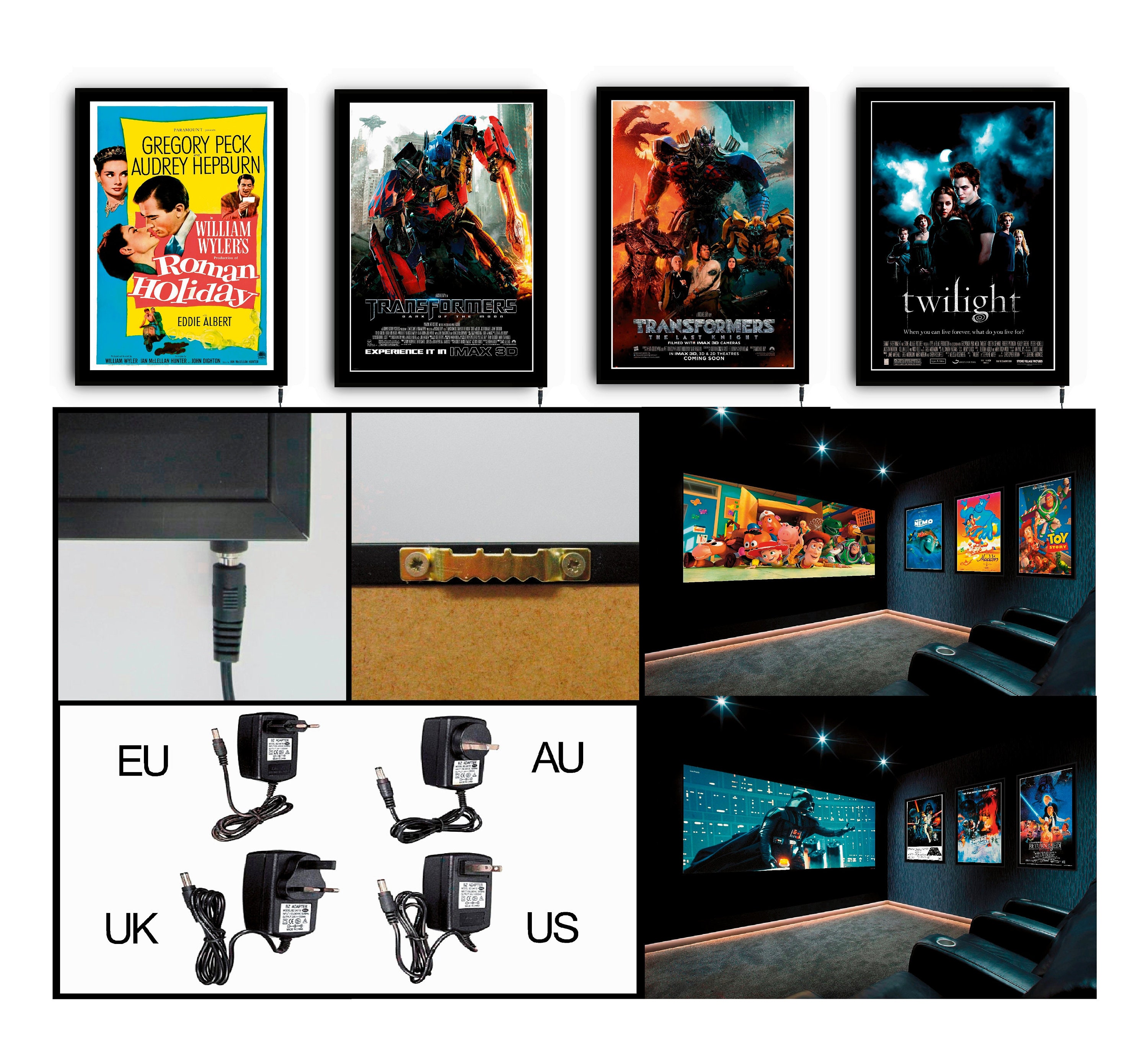 Movie Posters Illuminated Light Framed Lightbox Led Sign Home Cinema ...