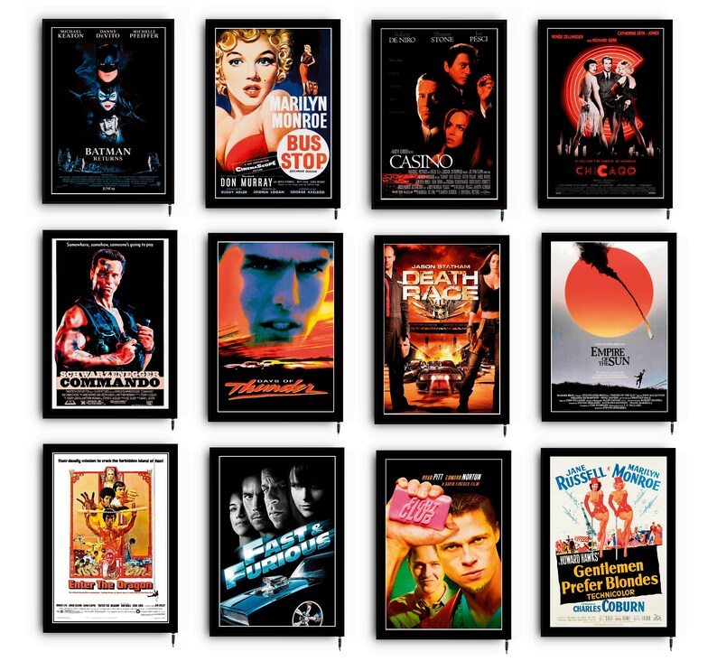 Movie Posters Illuminated Light Framed Lightbox Led Sign Home Cinema ...