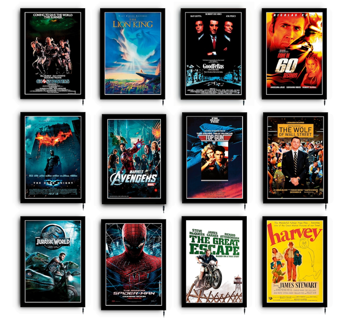 Movie Posters Illuminated Light Framed Lightbox Led Sign Home - Etsy
