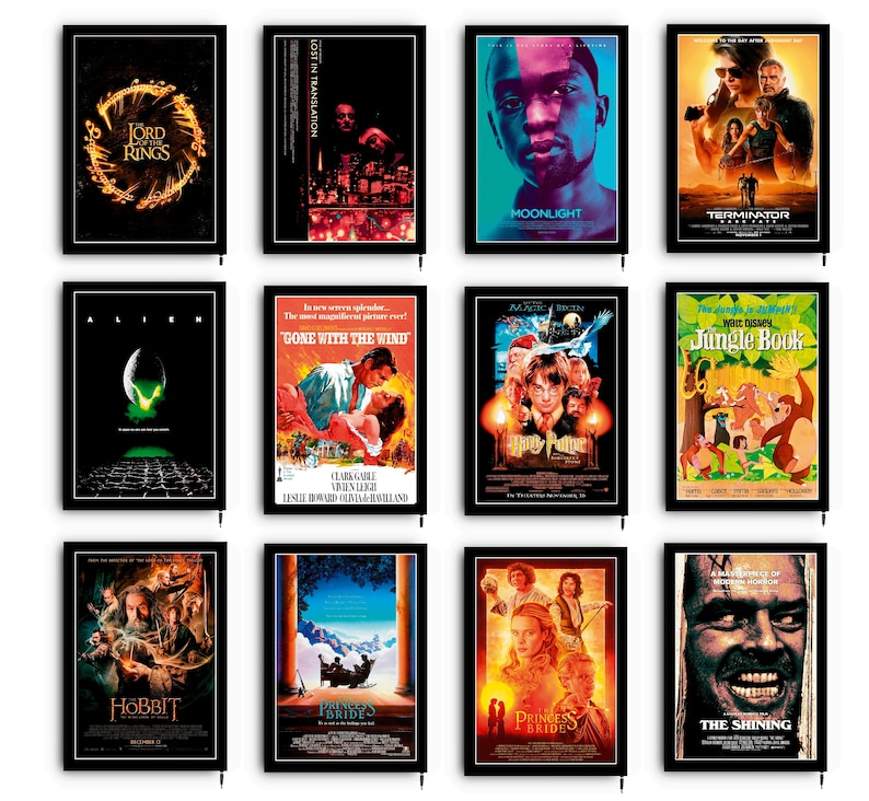 Movie Posters Illuminated Light Framed Lightbox Led Sign Home Cinema ...