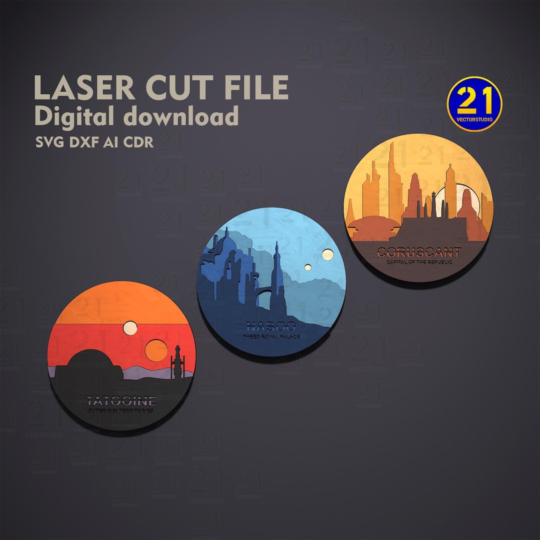 Star Wars-inspired Planet Set | Naboo, Coruscant, Tatooine Multilayer ...