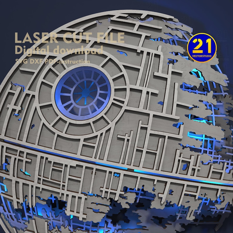 Death Star Laser Cut Files | 5 Layers | Star Wars Inspired | Digital ...