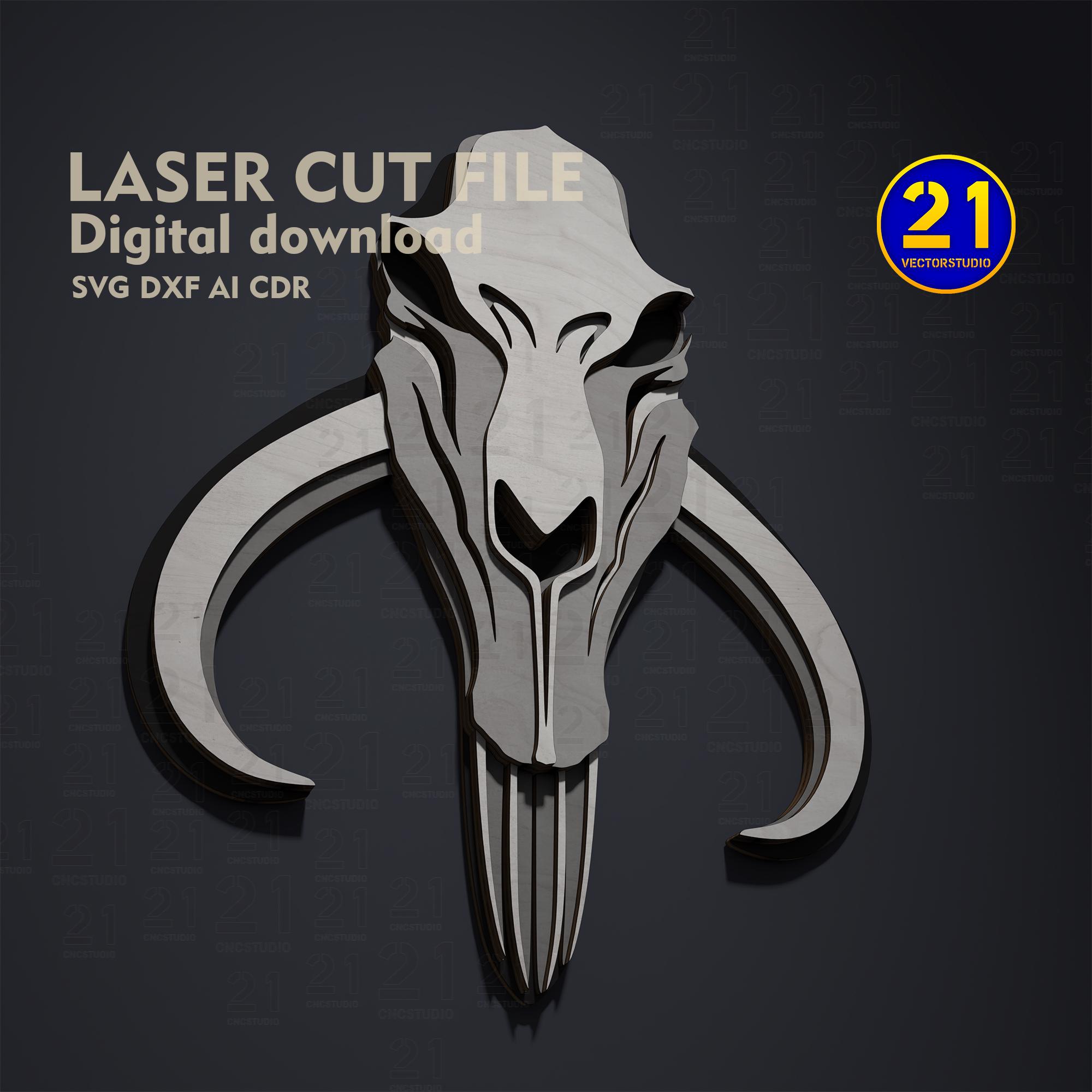 Mythosaur Skull Multilayer Laser Cut File | 5 Layers | SVG DXF Digital ...