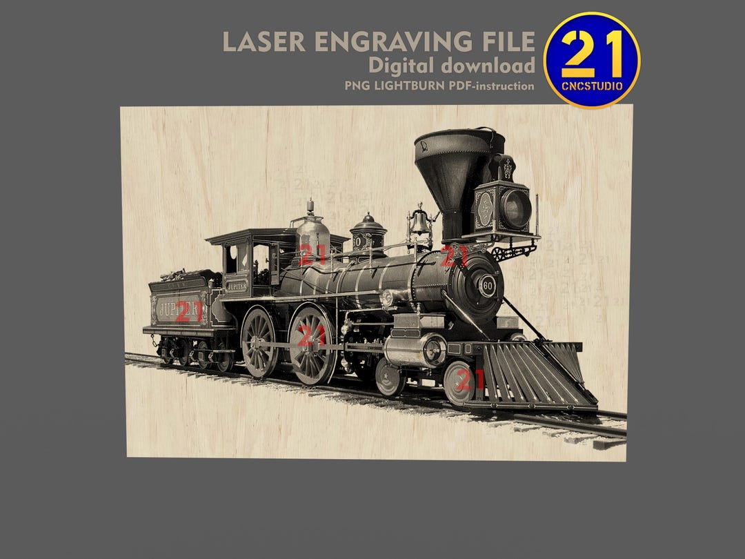 Jupiter Train Laser Engraving File | Vintage Steam Train | 3D Illusion ...