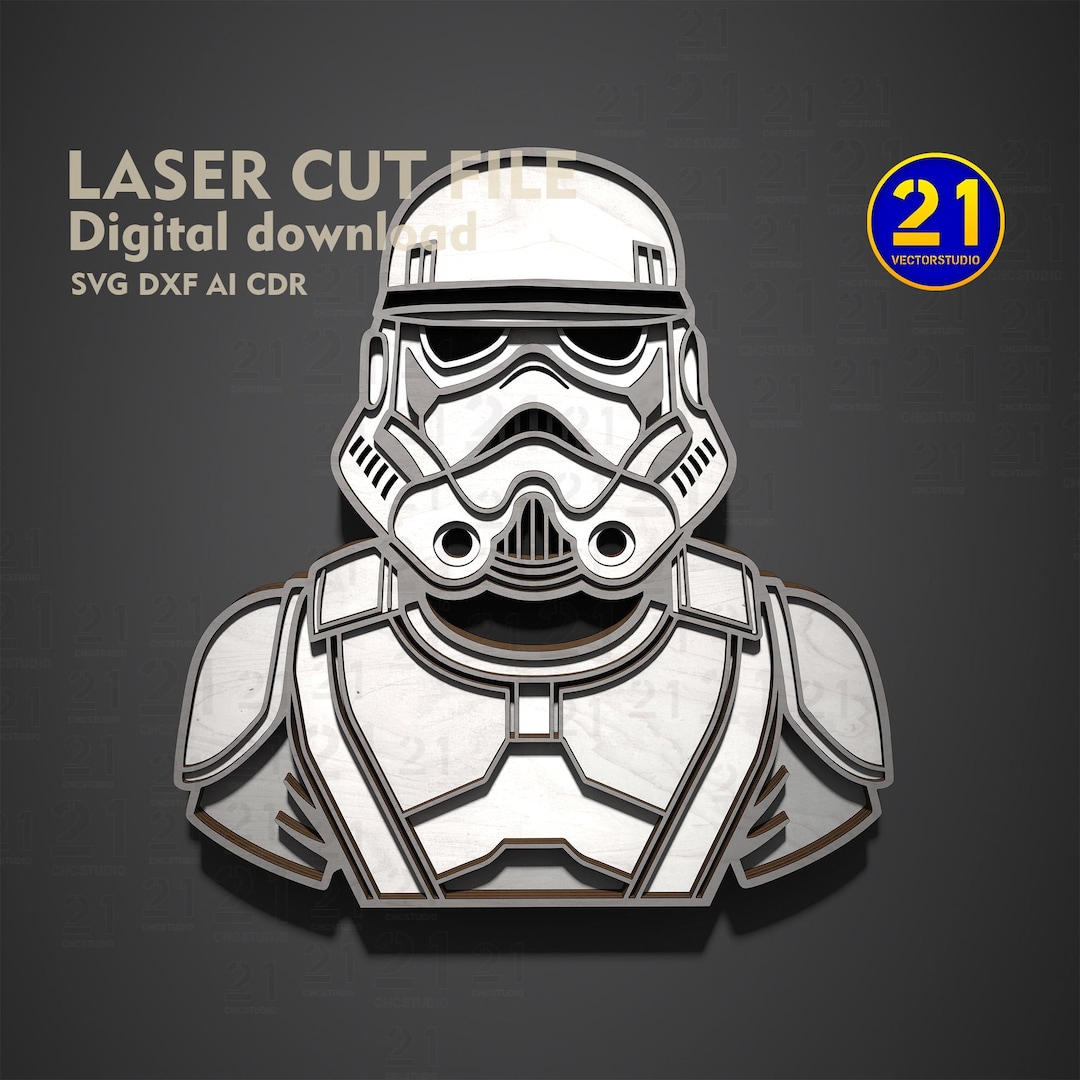 Stormtrooper Multilayer Laser Cut File | 5 Layers | SVG DXF Digital ...