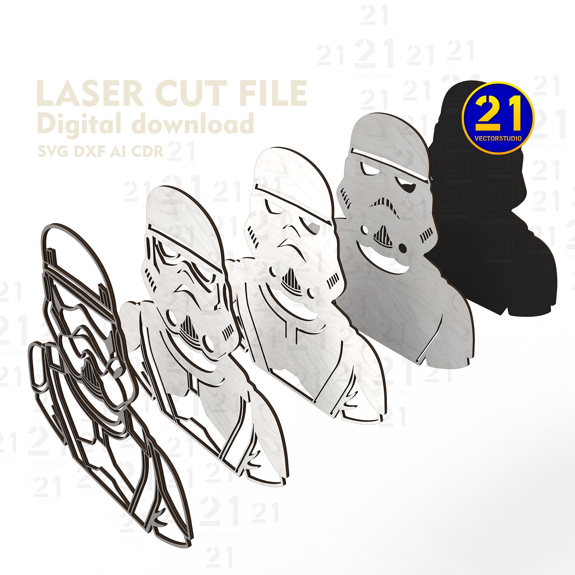 Stormtrooper Multilayer Laser Cut File | 5 Layers | SVG DXF Digital ...