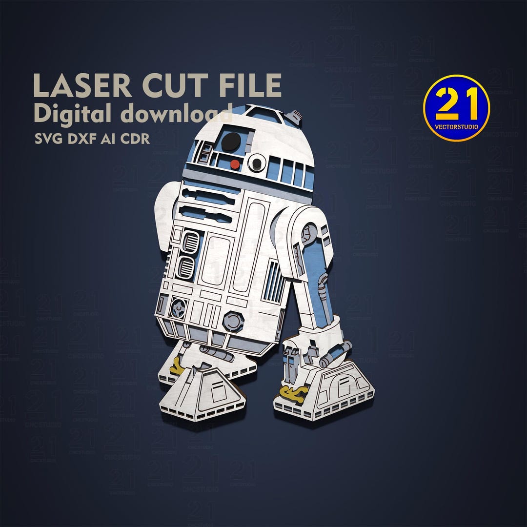 R2-D2 Layered Laser Cut File | 4 Layers | SVG DXF Digital Download - Etsy