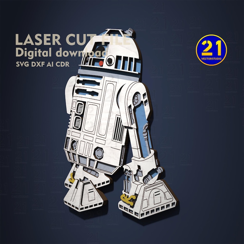 R2-D2 Layered Laser Cut File | 4 Layers | SVG DXF Digital Download - Etsy