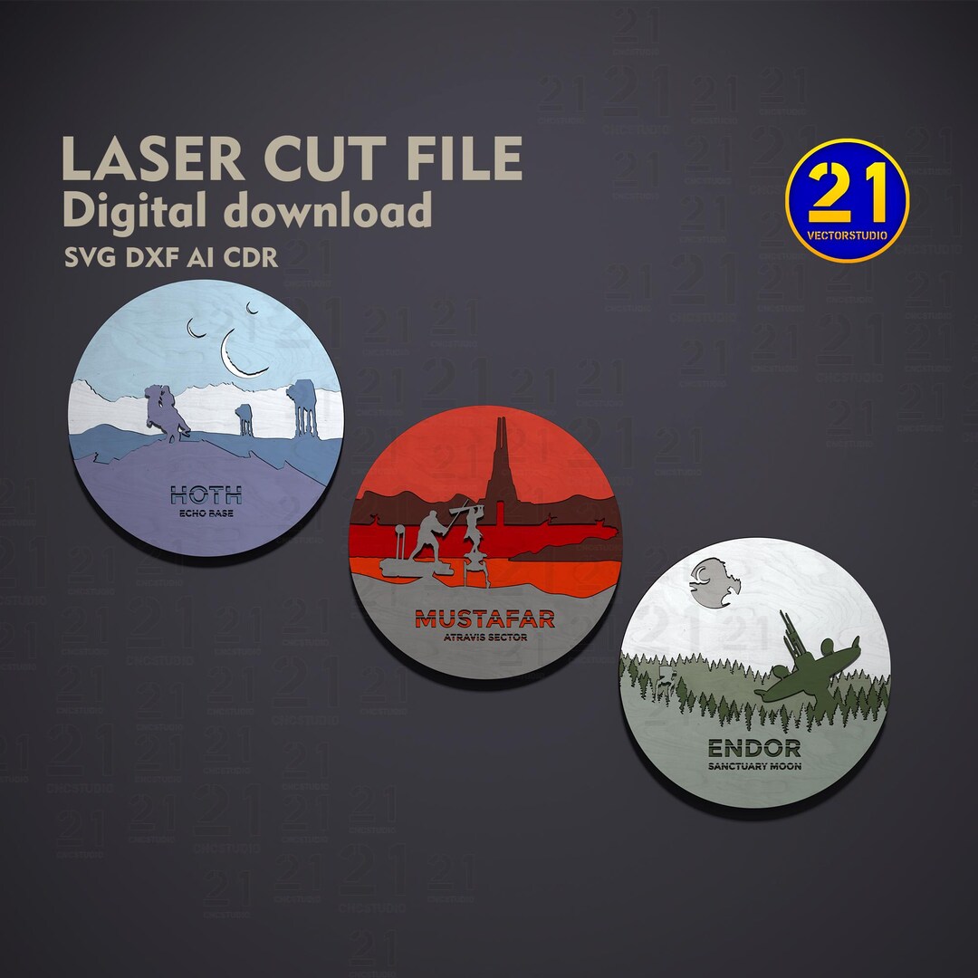 Star Wars-inspired Planet Set Hoth, Mustafar, Endor Multilayer SVG ...