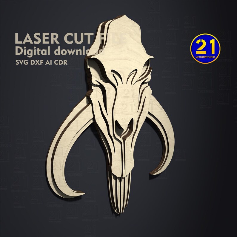Mythosaur Skull Multilayer Laser Cut File | 5 Layers | SVG DXF Digital ...