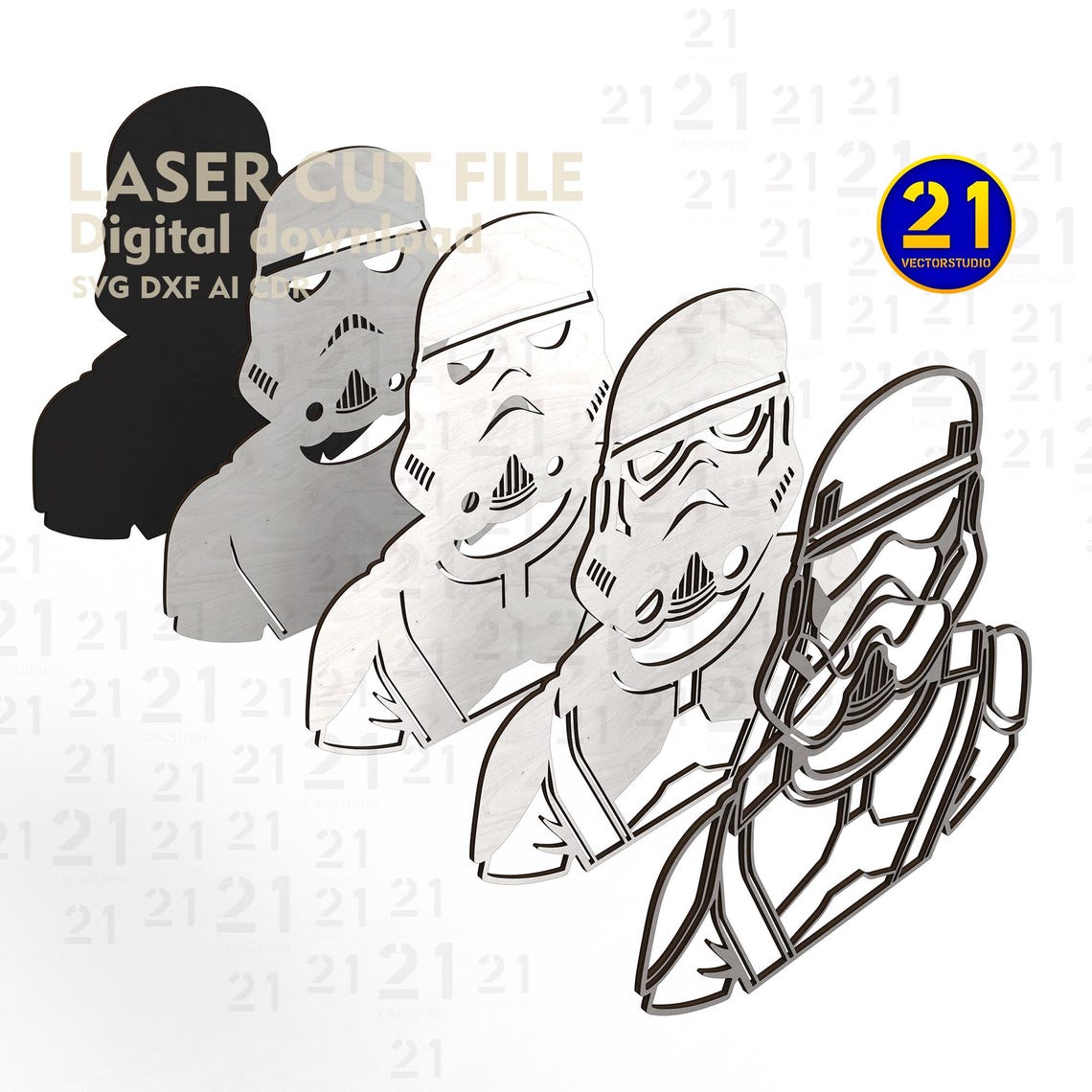 Stormtrooper Multilayer Laser Cut File | 5 Layers | SVG DXF Digital ...
