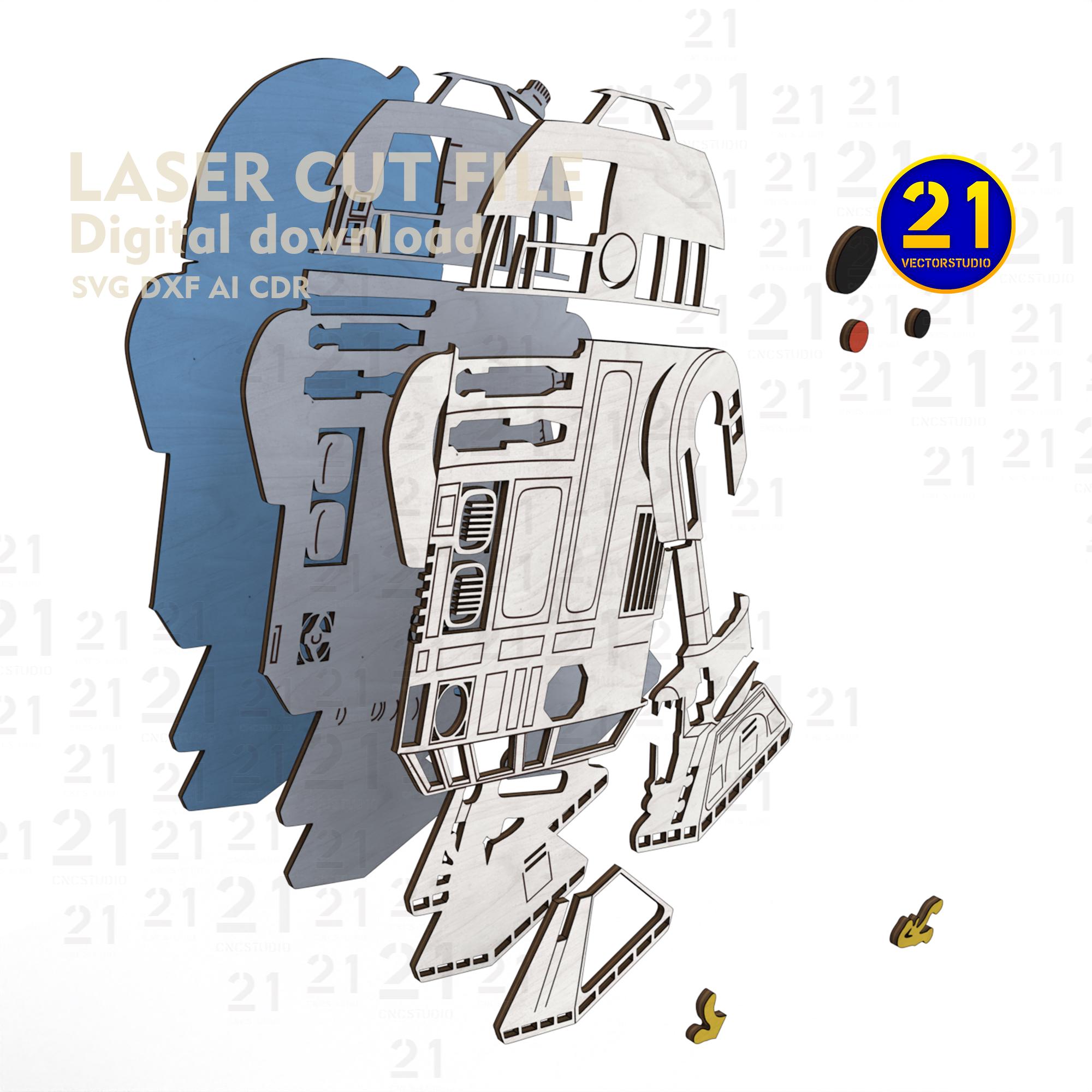 R2-D2 Layered Laser Cut File | 4 Layers | SVG DXF Digital Download - Etsy