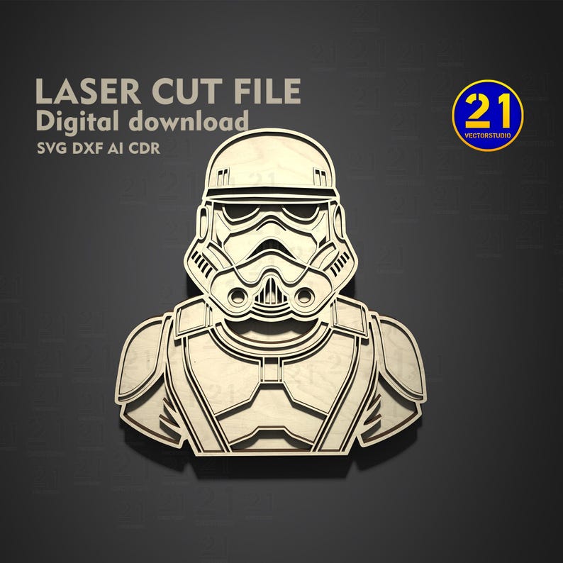 Stormtrooper Multilayer Laser Cut File | 5 Layers | SVG DXF Digital ...