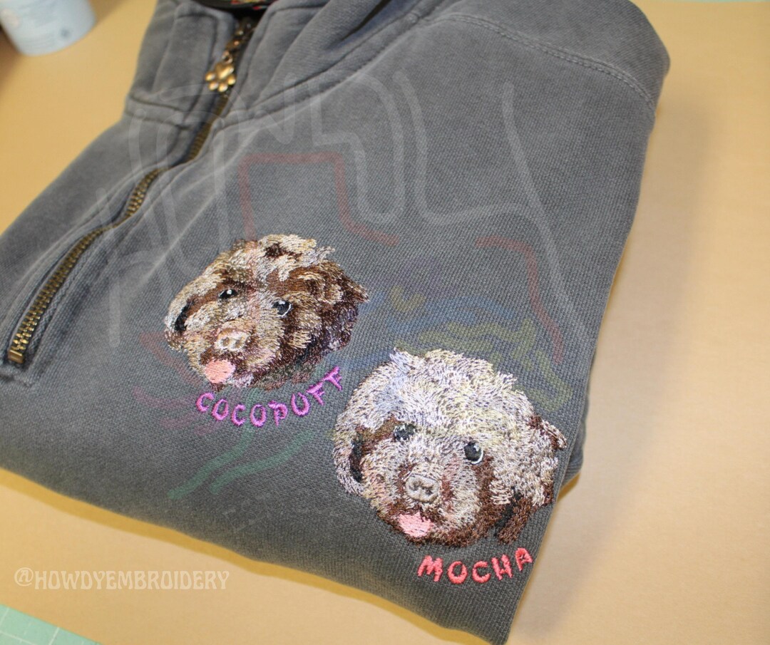 Pet Embroidery Comfort Colors Quarter Zip Sweater, Personalized Dog ...