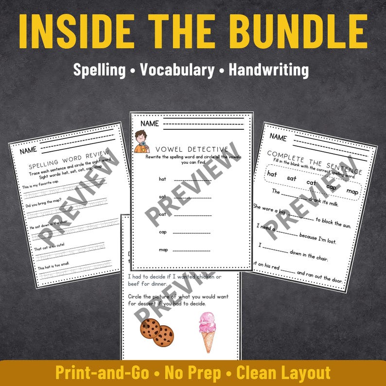 1st Grade Spelling & Vocabulary Curriculum Bundle (300+ Pages) | Full ...
