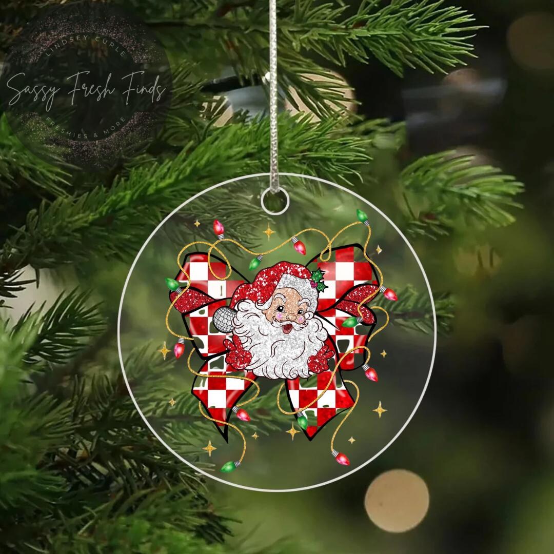 Santa Ornaments, Pink Santa, Christmas Ornaments, Pink Christmas, Santa ...