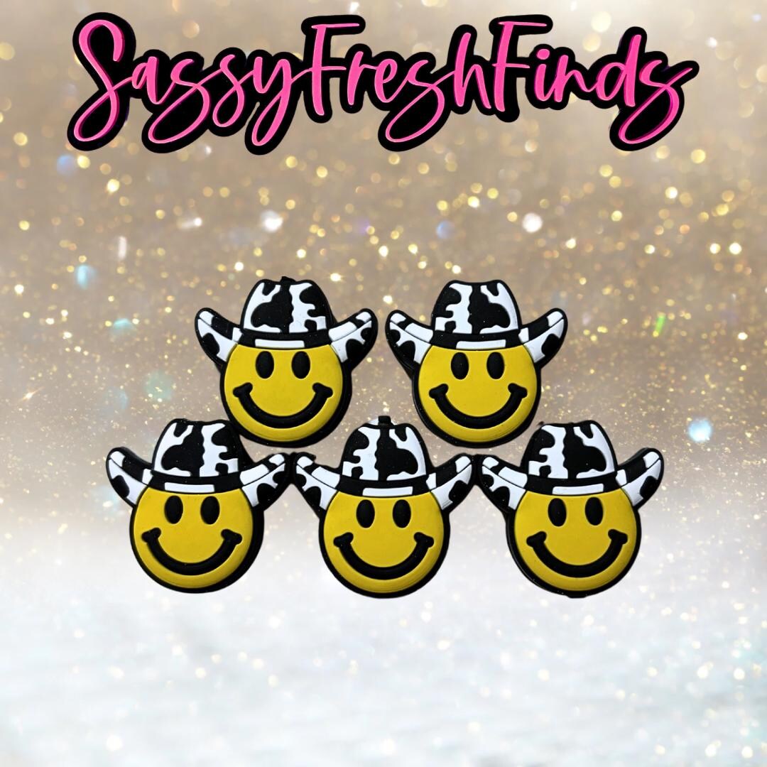 Smiley Face Cowboy Focal Bead, Silicone Focal Bead, Focals, Focal Beads ...