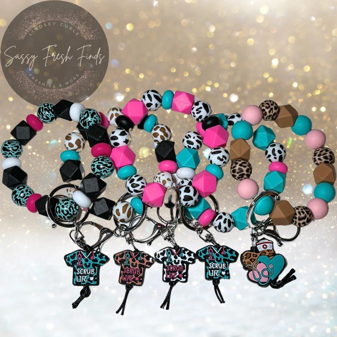 Scrub Life Beaded Bracelet Keychain, Medical Field, Healthcare, Focal ...