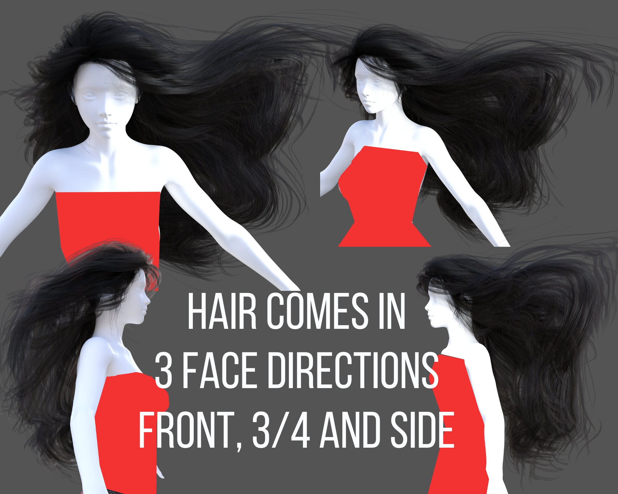 Long Windblown Hair Stock Pack 1 - Wig Easy to Use in Photomanipulation ...