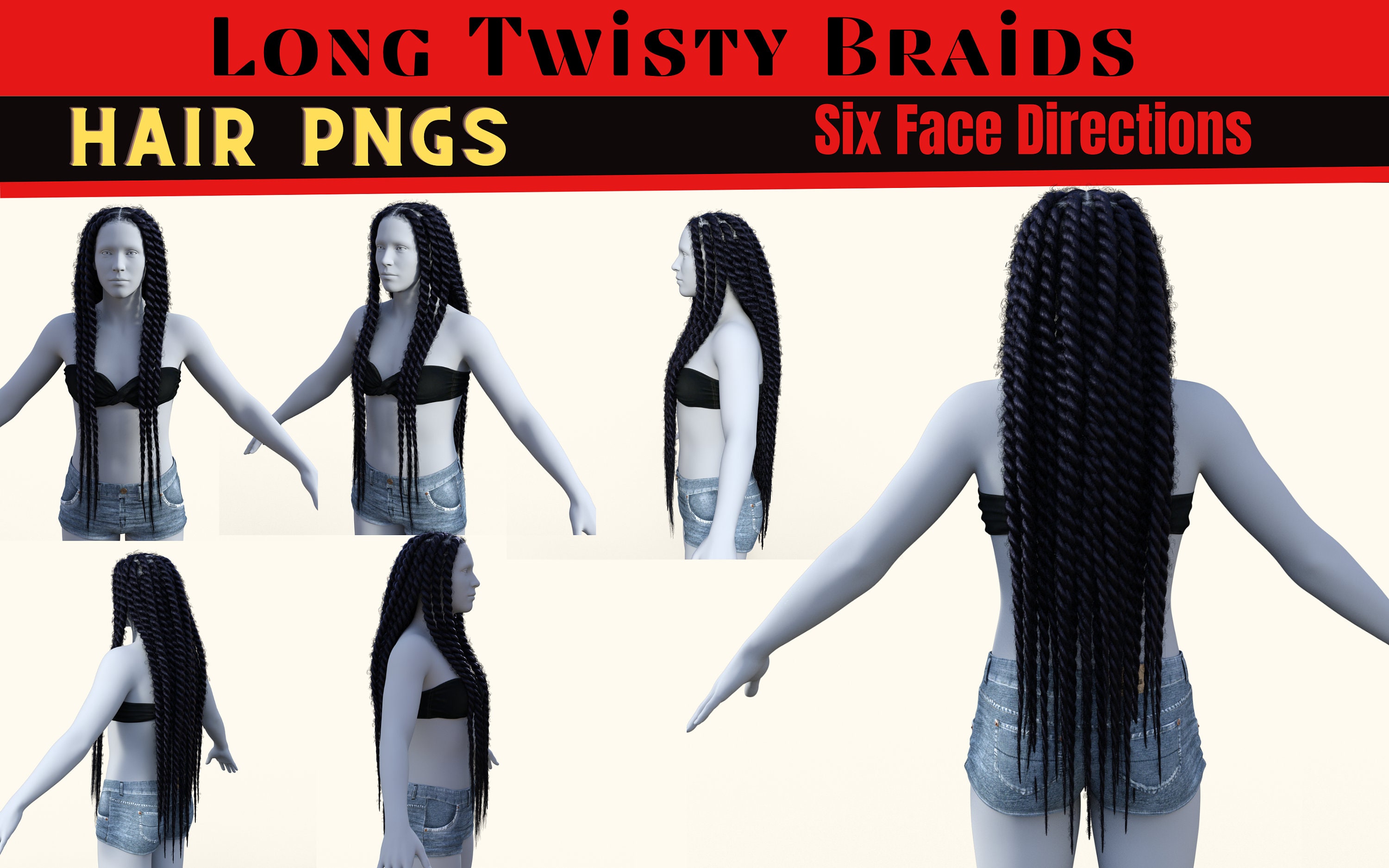 Long Twisty Braids Png Overlays Clipart for Photomanipulation Art ...