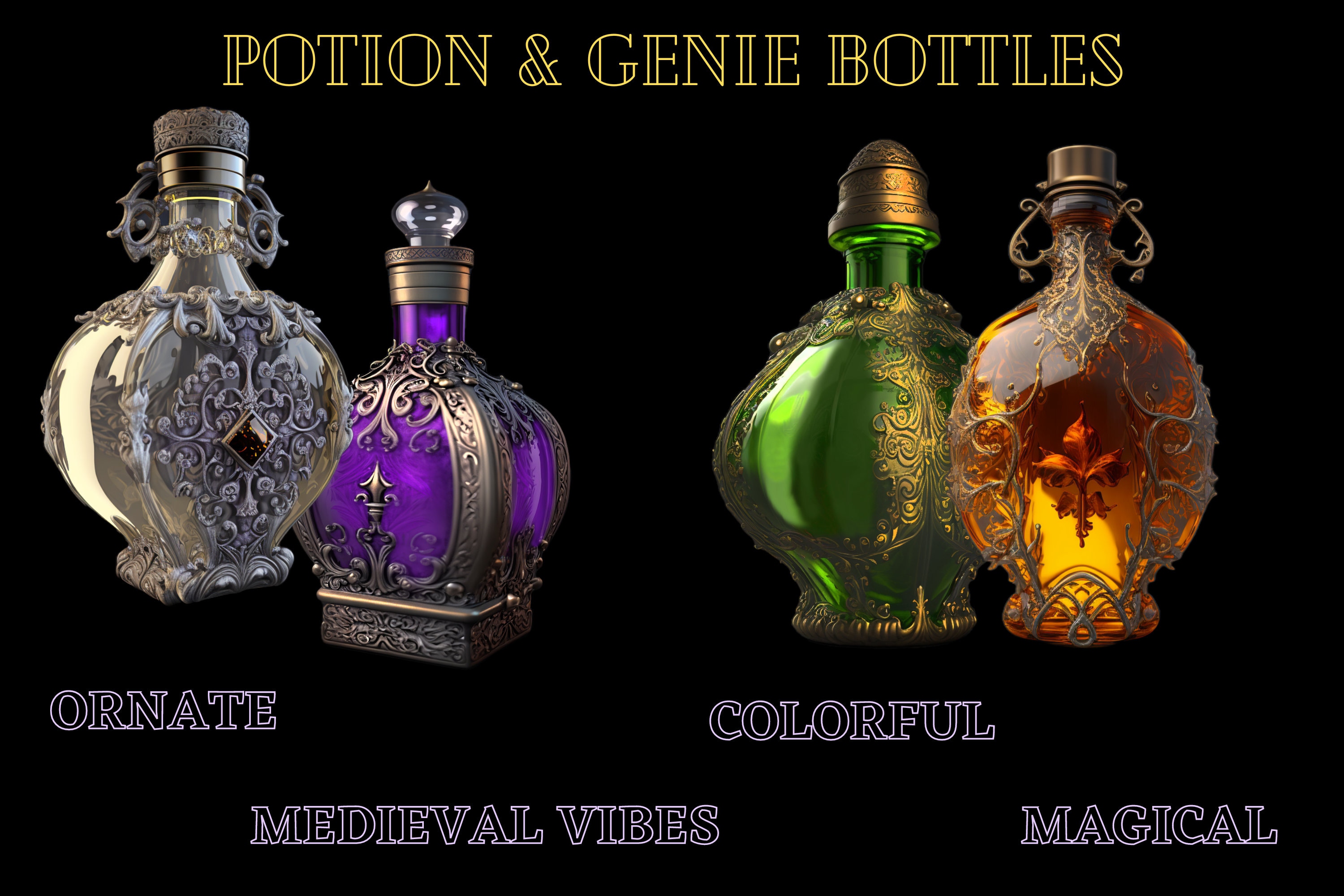 High Quality Pngs of Fantasy Potion Bottles That Can Double as Magical ...
