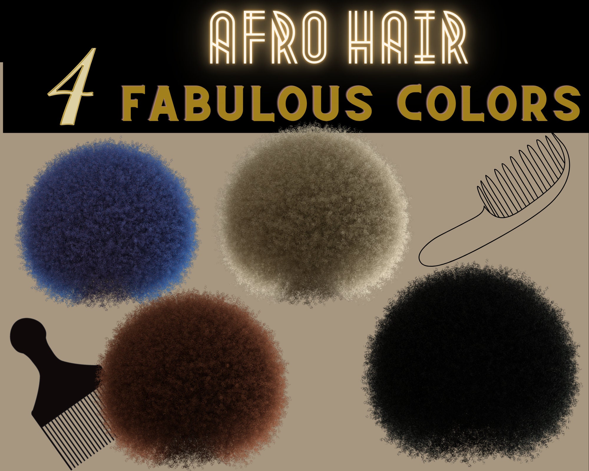 Afro Hair Pack Png Overlays Clipart for Photomanipulation, Photo ...