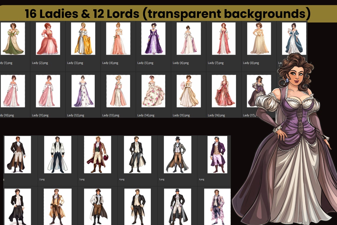 All the Lords N' Ladies - High Quality Pastel Clip Art of Historical ...