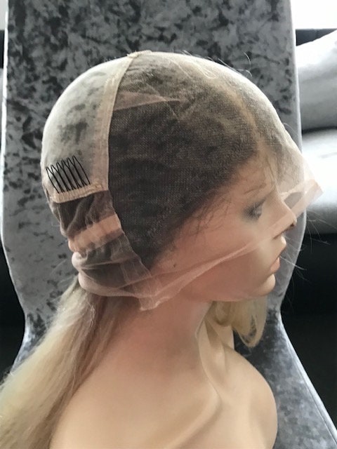 Custom Order 20” Ash Blonde Rooted Full Lace Wig 100% Human Hair - Etsy