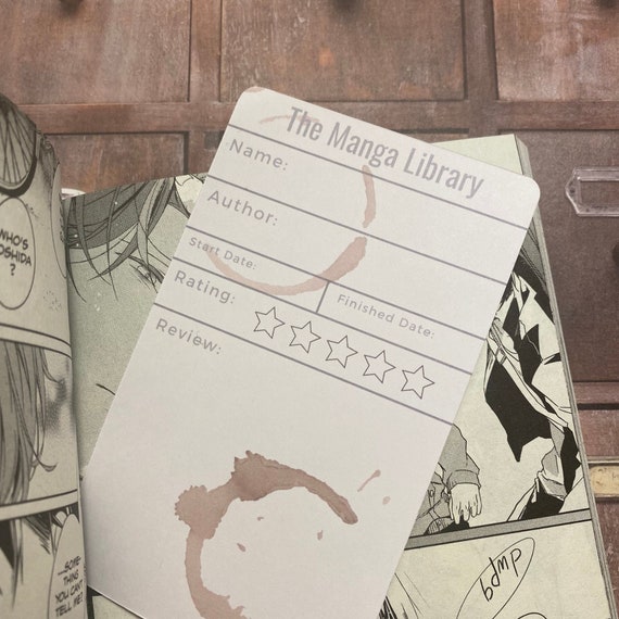 Printable / Digital Manga Review Library Card Coffee | Etsy