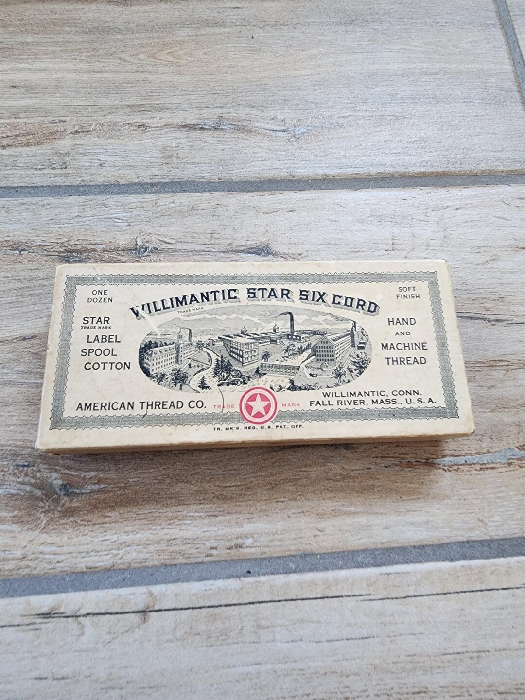 Rare. 1920s Willimantic Star Six Cord American Thread Cardboard Box ...