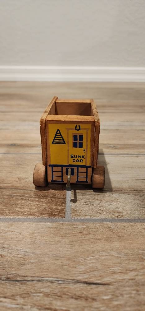 Vintage Handmade Wooden Circus Train Cart Child Pull Toy - Etsy