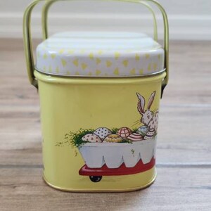 1980's Vintage Easter Unlimited Bunny Tin 2 Handled Yellow and White - Etsy