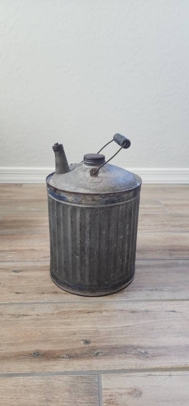 Vintage Blue Banded Galvanized Gas/oil Metal Can - Etsy