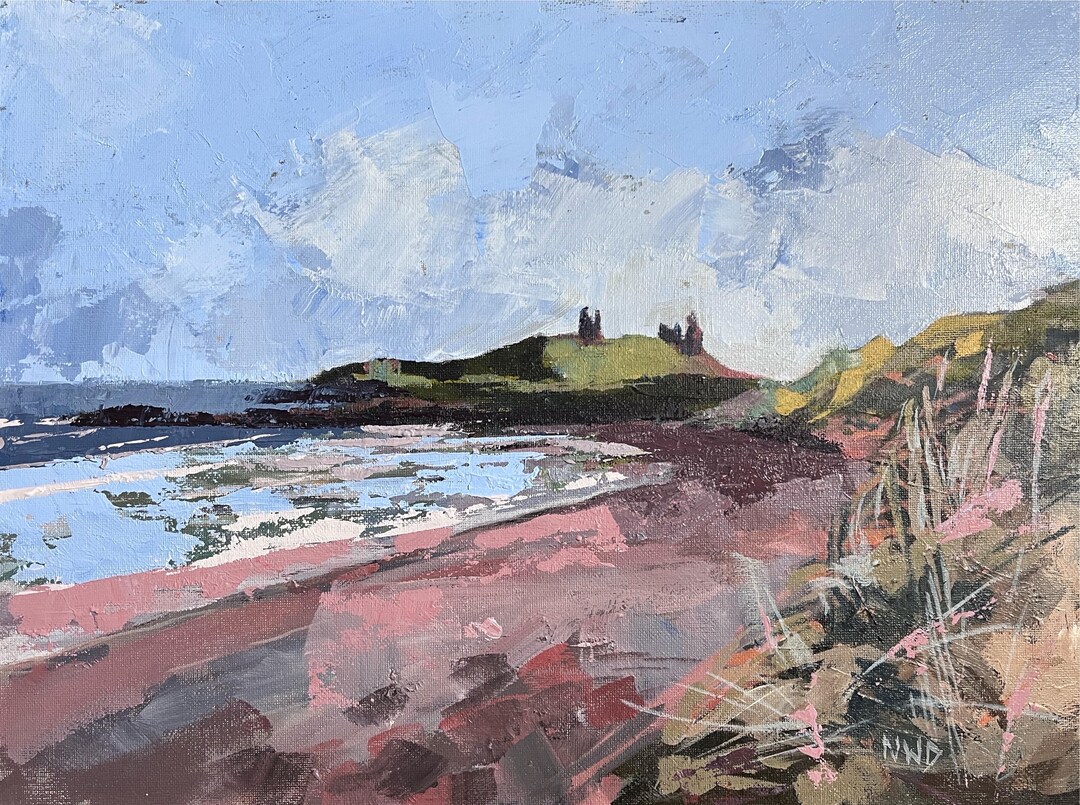 Original Framed Acrylic Painting 'dunstanburgh Castle' Northumberland ...