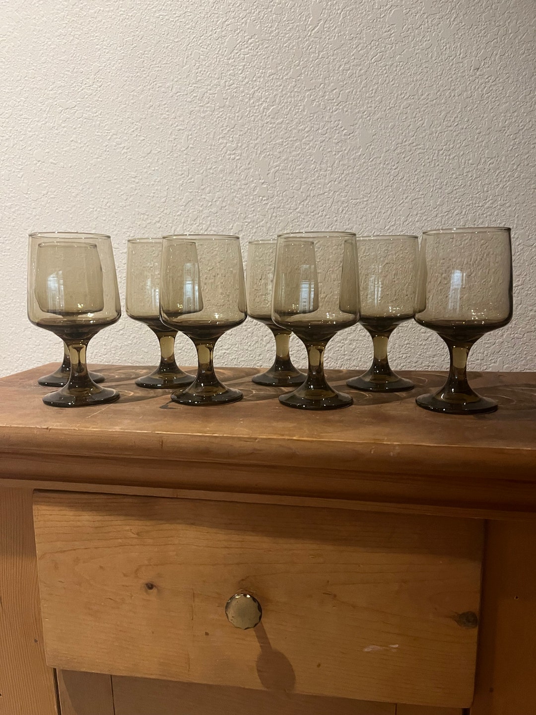 Vintage Libbey Tawney Accent Brown Wine Glasses Set Of 8 Etsy