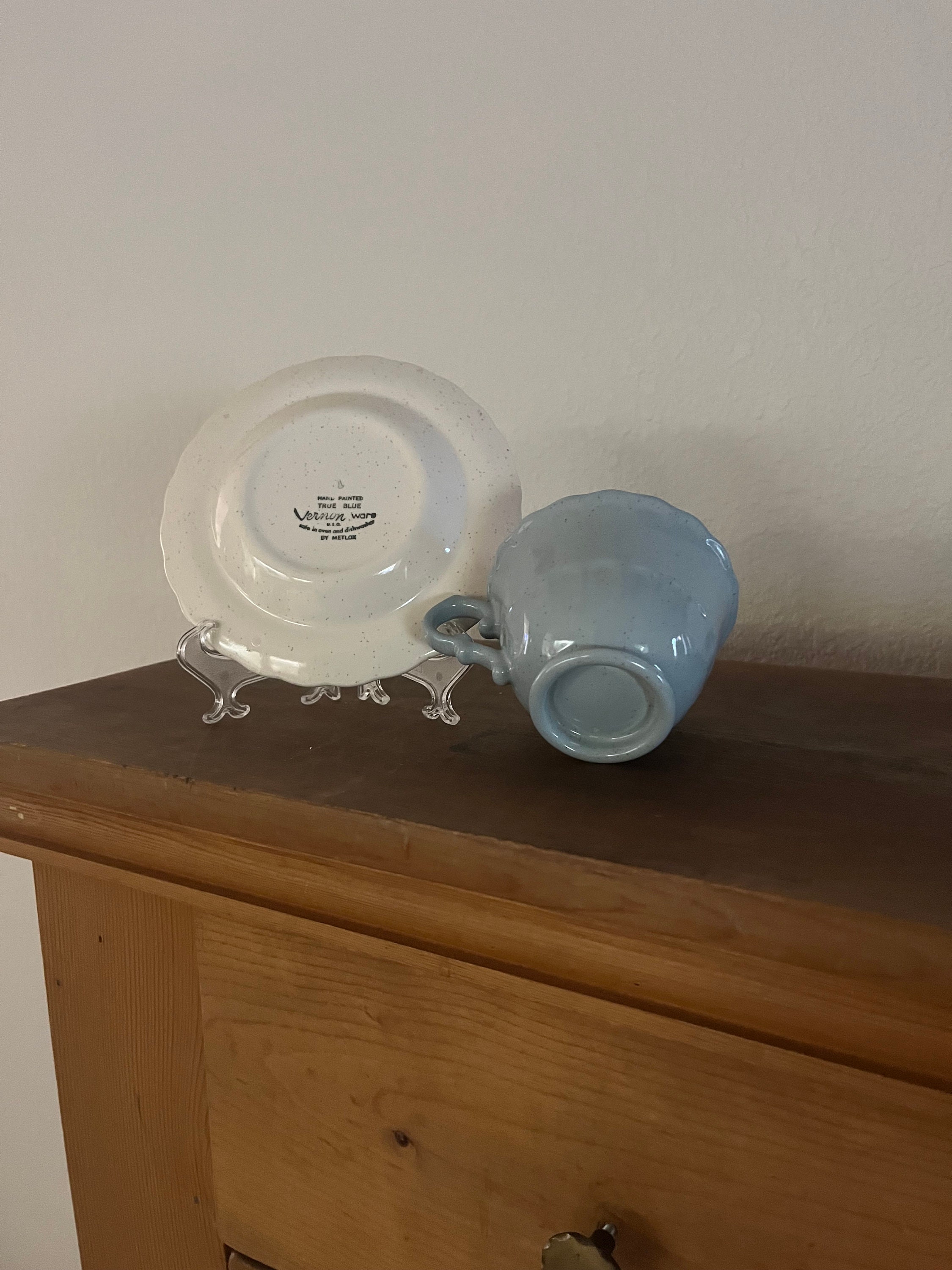 Vernon Ware Metlox True Blue Cup and Saucer - Etsy