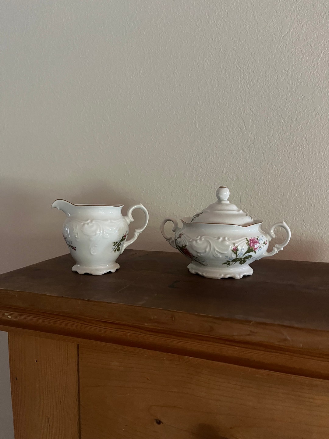 Royal Kent Poland Moss Rose Cream and Sugar - Etsy