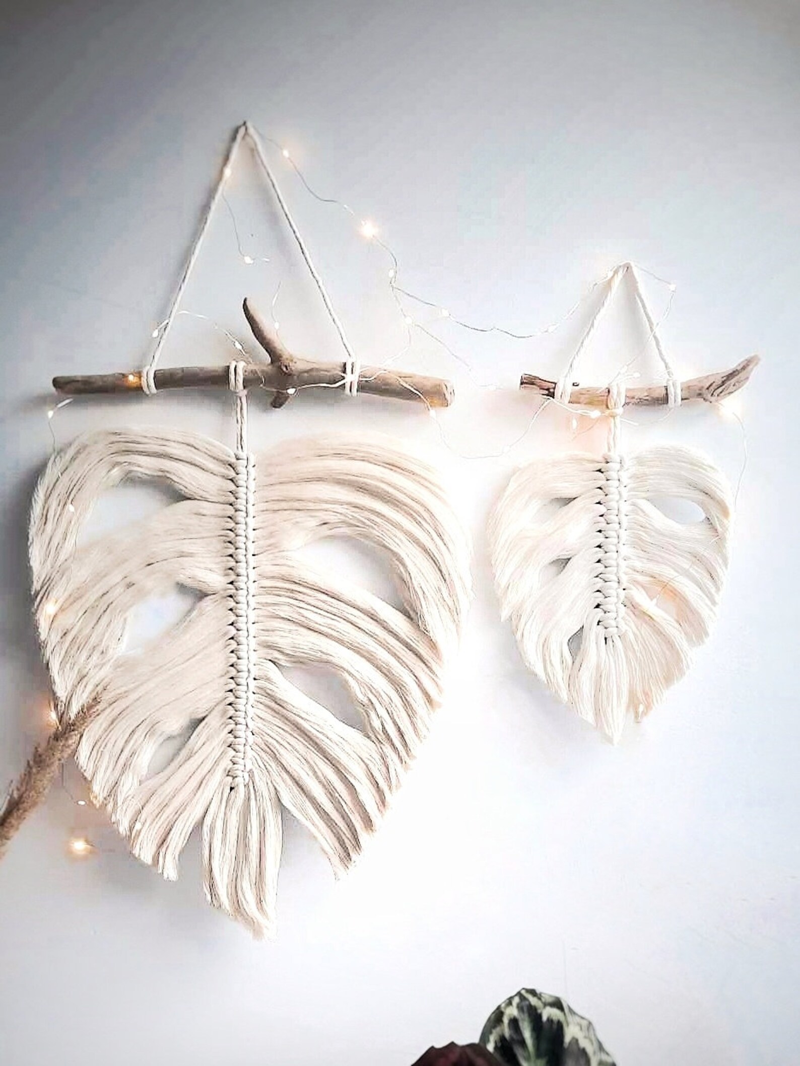 Monstera Leaf Macrame Wall Hanging - BIG Green Leaf - Etsy