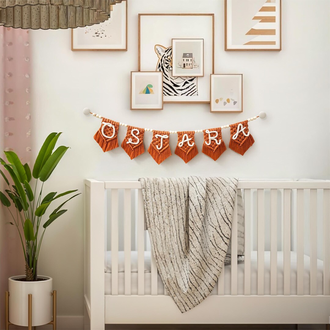 Custom Macrame Name Banner - Nursery Wall Decor - Farmhouse Baby Shower ...