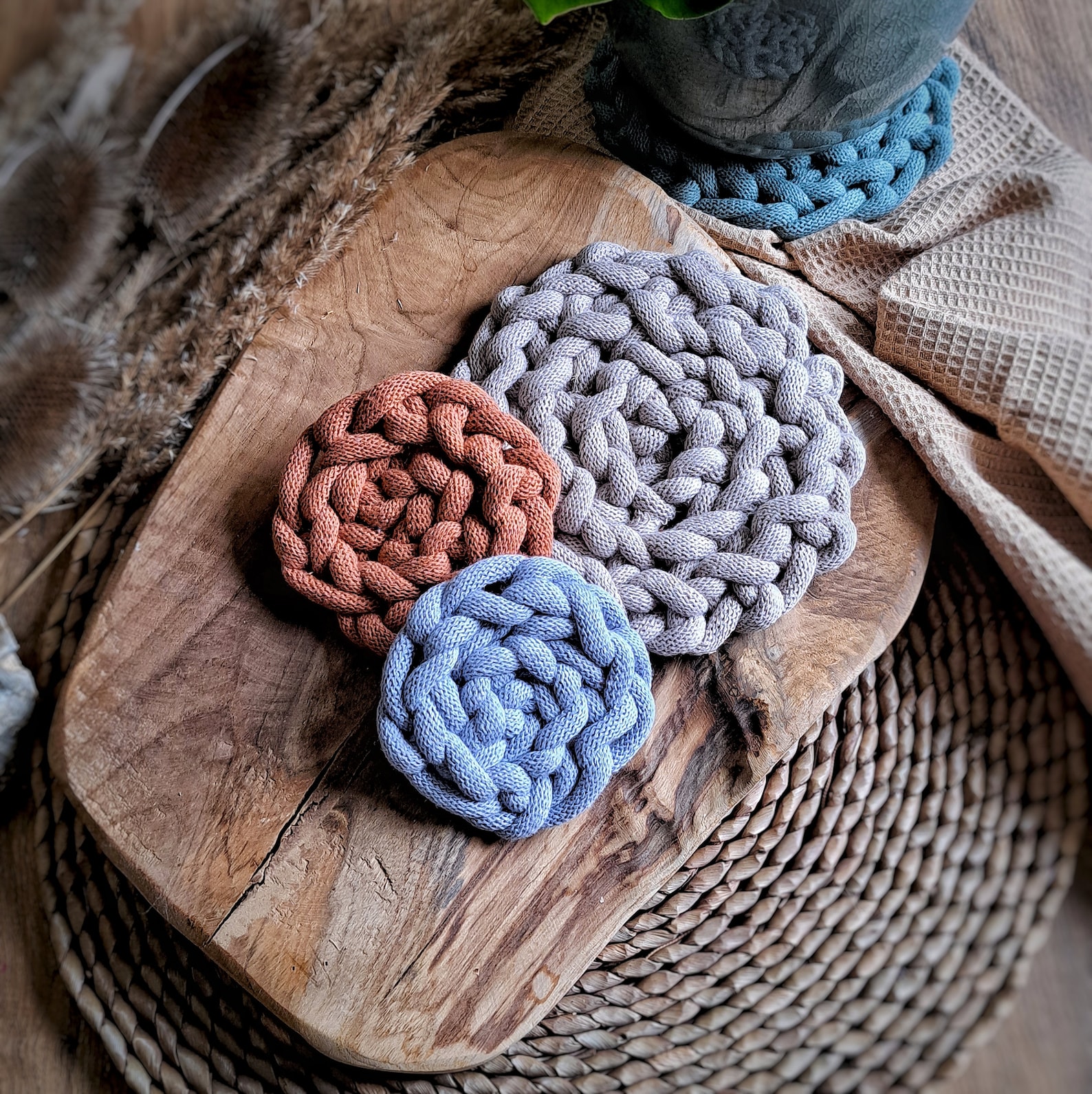 Macrame Coasters - Earthy Tones and Thick Jumbo Cord, 2 Sizes - Etsy