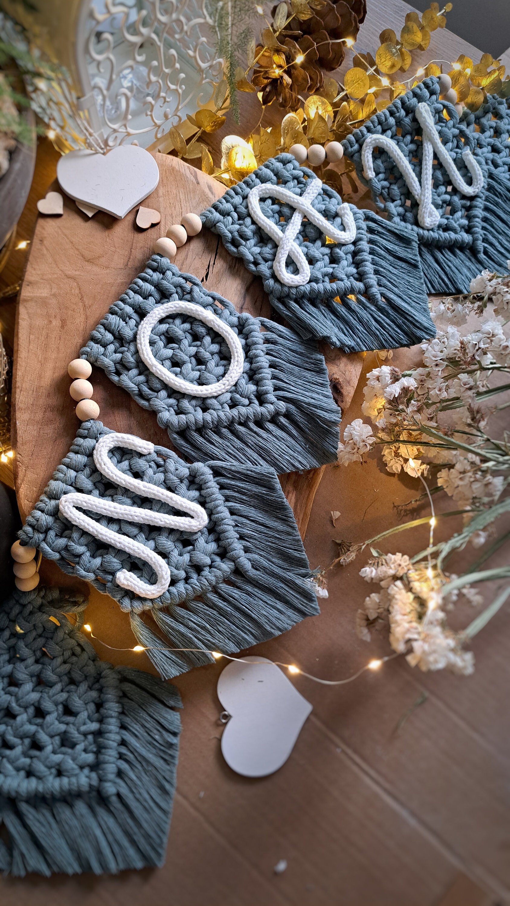 Custom Macrame Name Banner - Nursery Wall Decor - Farmhouse Baby Shower ...