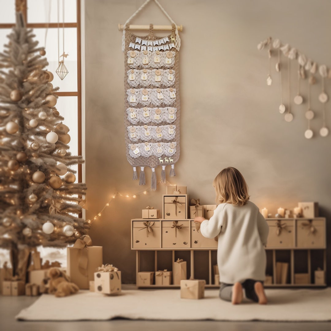 Big Advent Calendar - Macrame Farmhouse Advent Calendar, Rustic Advent ...