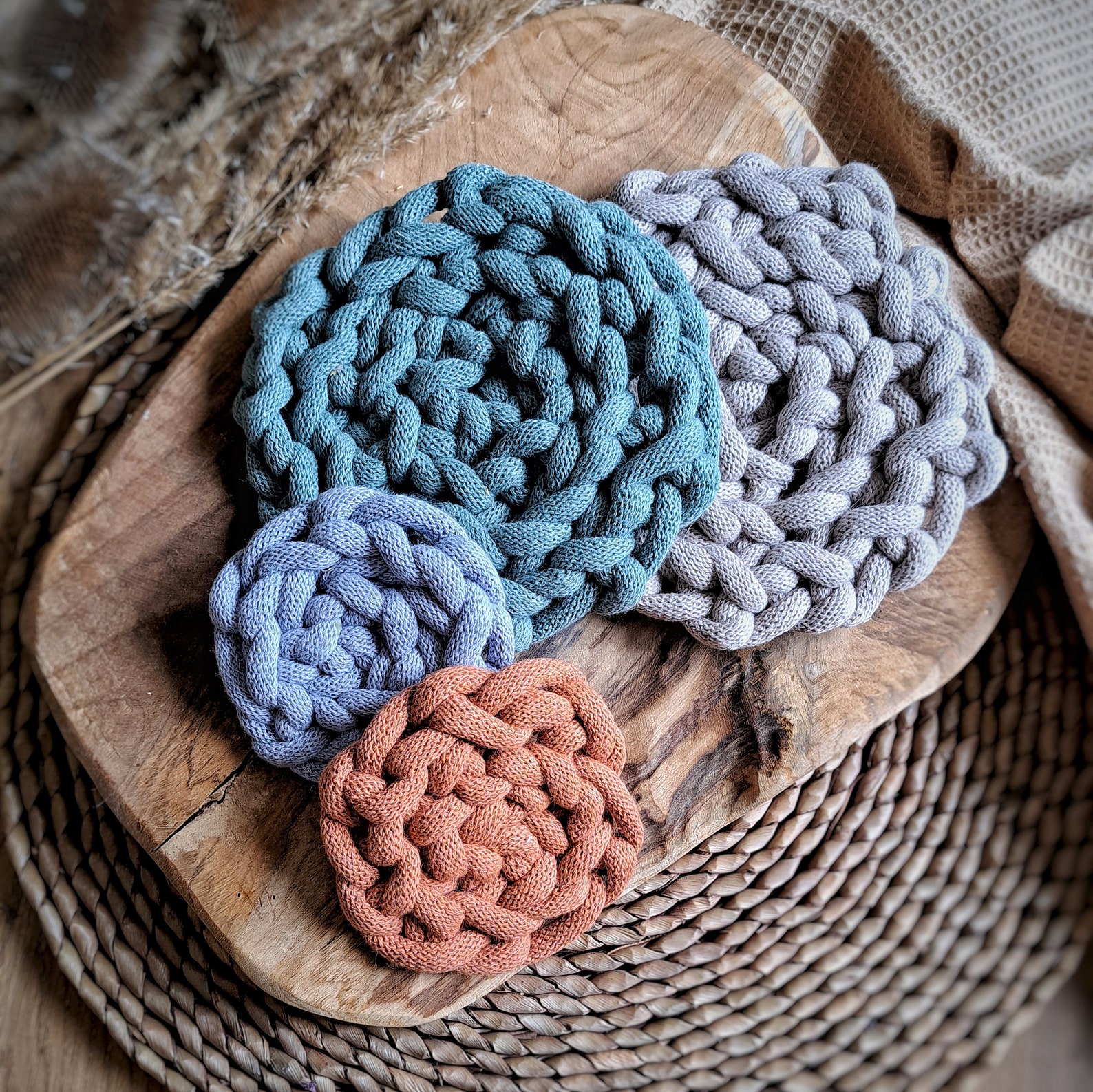 Macrame Coasters - Earthy Tones and Thick Jumbo Cord, 2 Sizes - Etsy