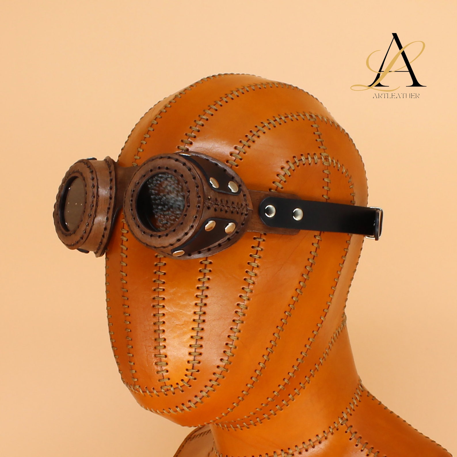 Leather Hand Stitched Steampunk Goggles, Cosplay Leather Goggles - Etsy