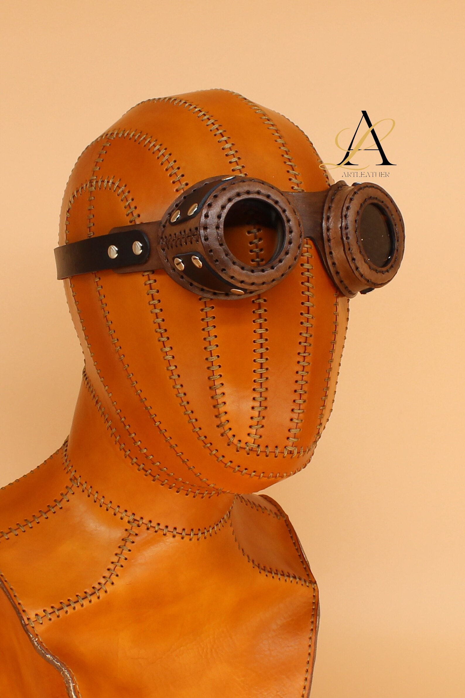 Leather Hand Stitched Steampunk Goggles, Cosplay Leather Goggles - Etsy