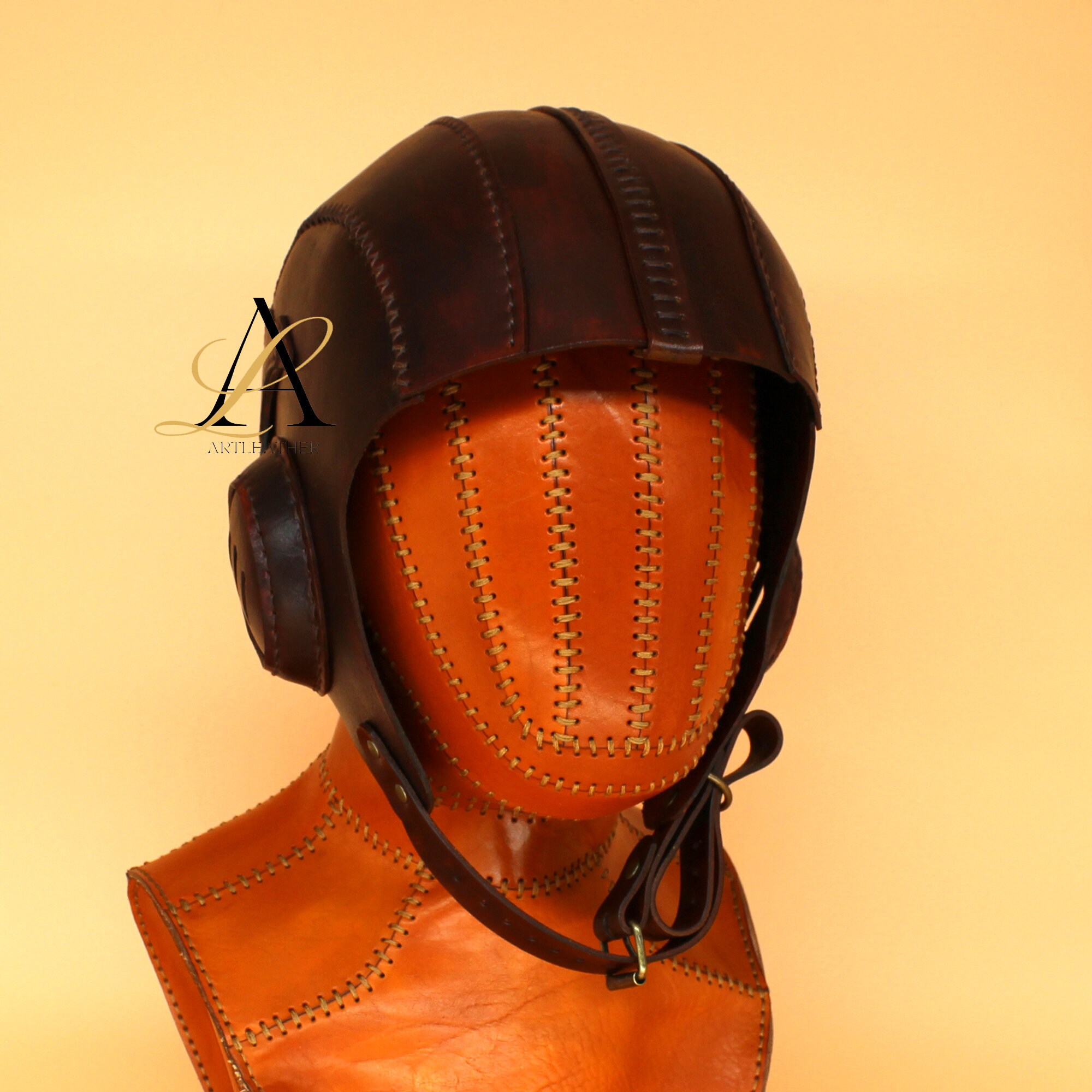 Brown Leather Aviator Cap, Flight Cap, Aviator Helmet, Steampunk ...